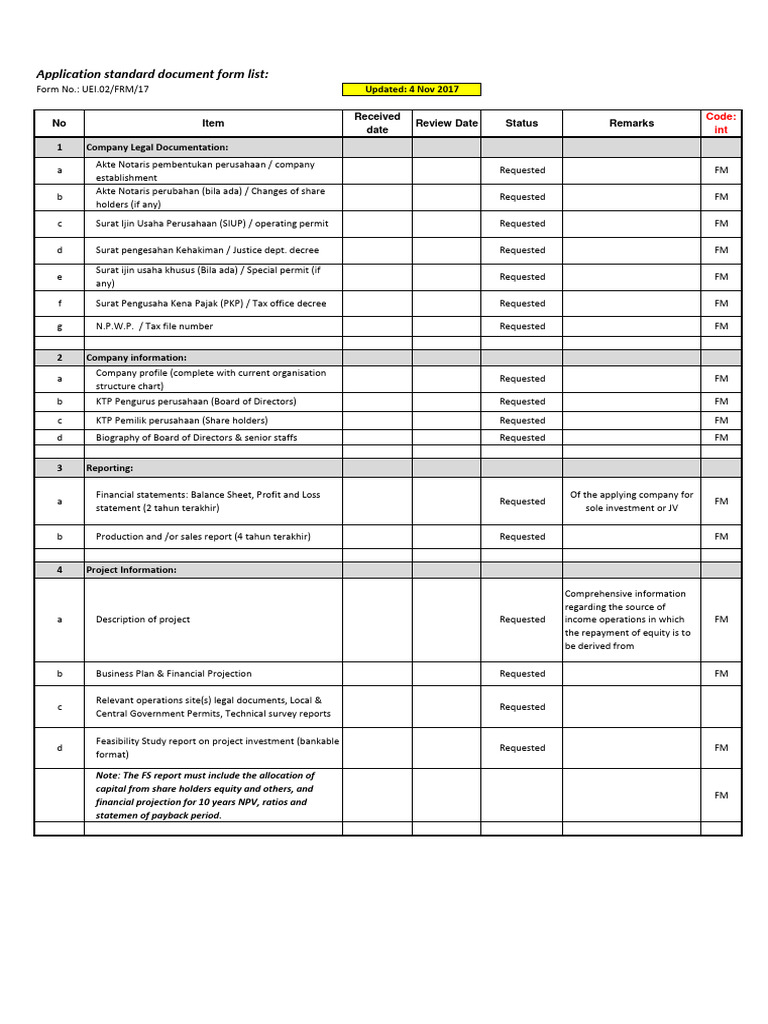 Document Checklist - UEI - Pro - 041217 (SYP) | PDF | Government ...