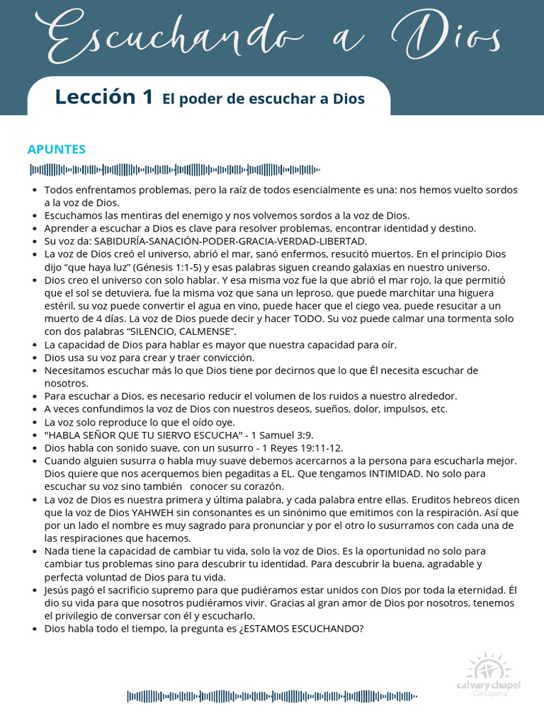 Escuchando A Dios - MujeresCalvaryCtg-Leccion1 | PDF | Dios | Creencia religiosa y doctrina