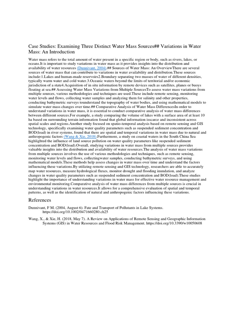 Assignment Variations in Water Mass From Multiple Sources | PDF ...