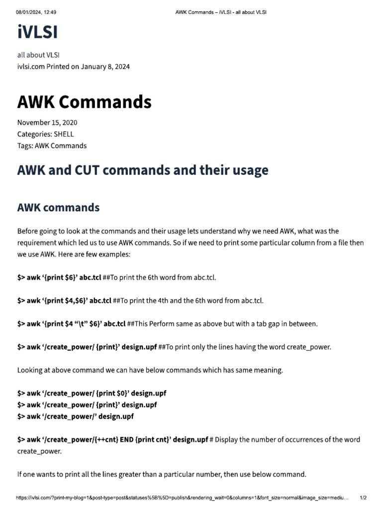 3 AWK Commands | PDF
