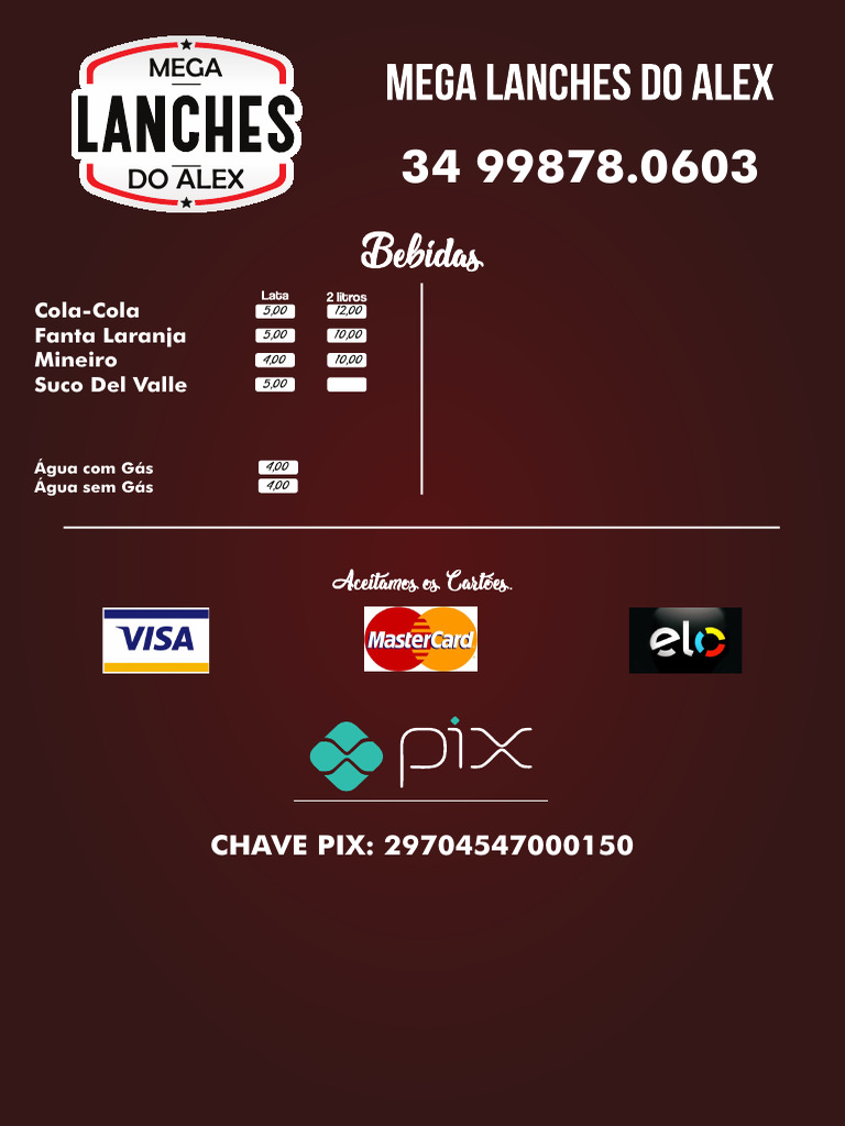 Mega Lanches Do Alex Cardapio - Com Preço-2 | PDF | Gastronomia, comida ...