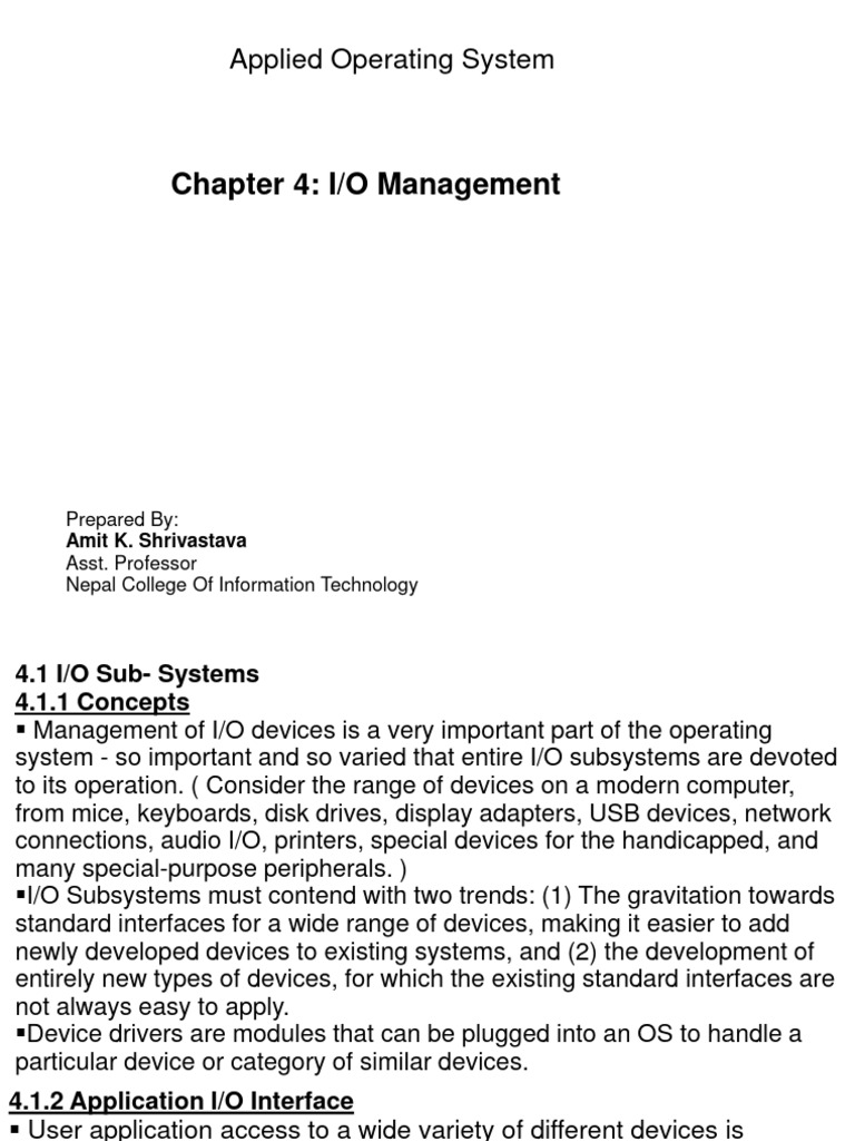 chp4 IO Management | PDF | Input/Output | Computer Data Storage chp4 IO Management | PDF | Input/Output | Computer Data Storage