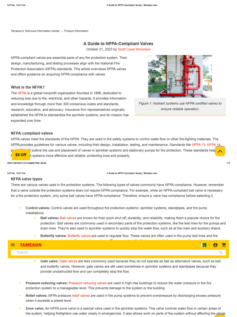 A Guide To NFPA-Compliant Valves | PDF | Fire Sprinkler System | Valve