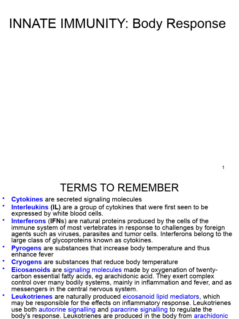 L 2 Innate - Immunity - Body - Responses Revised | PDF | Inflammation ...