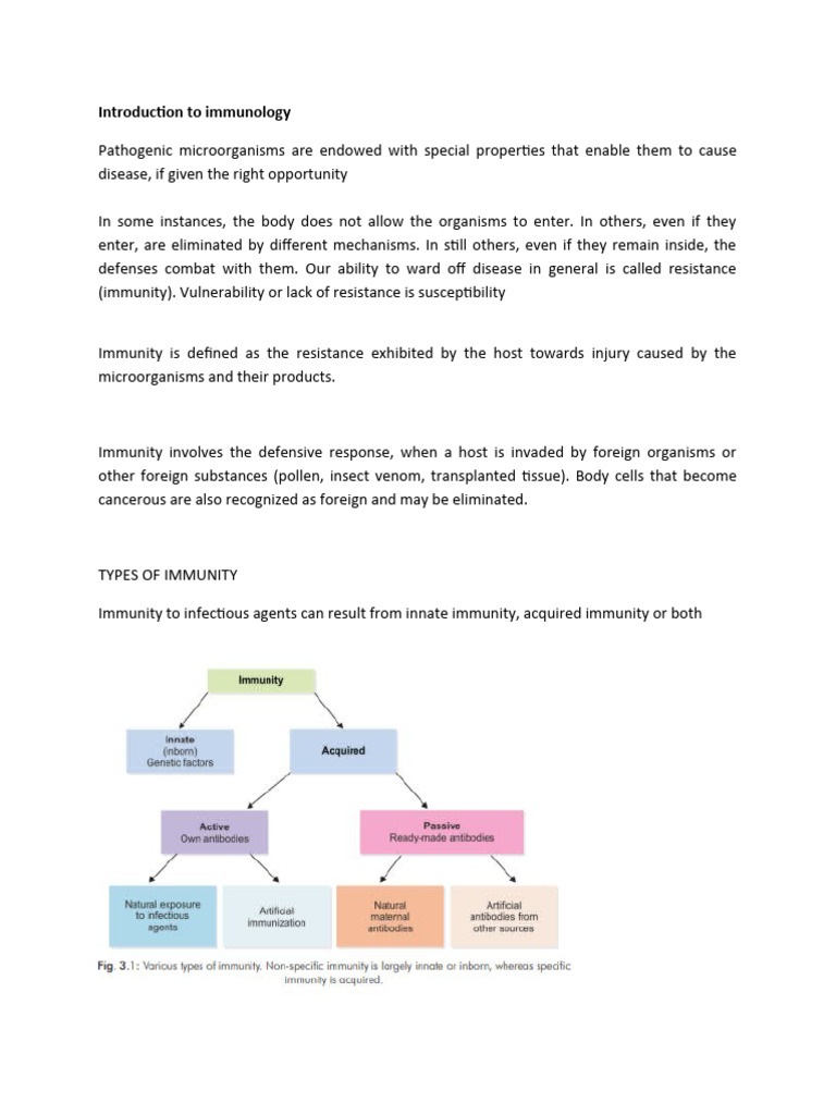 L 1 Introduction and Types of Immunity | PDF | Immune System | Adaptive ...