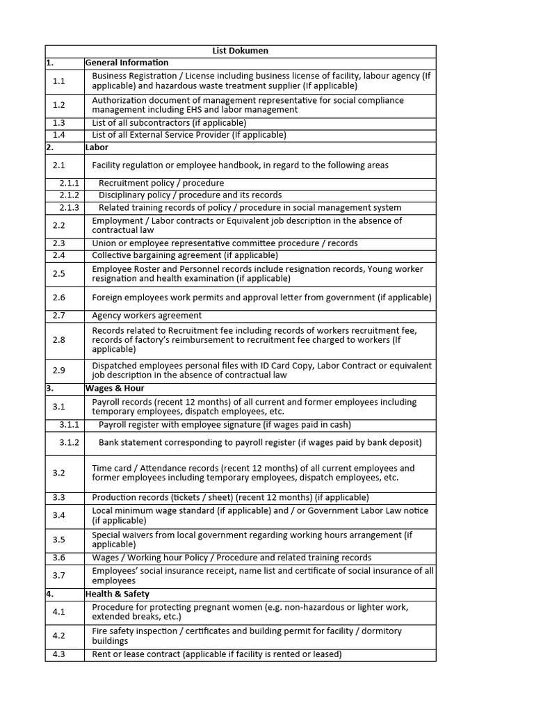 Checklist WCA | PDF | Employment | Occupational Safety And Health