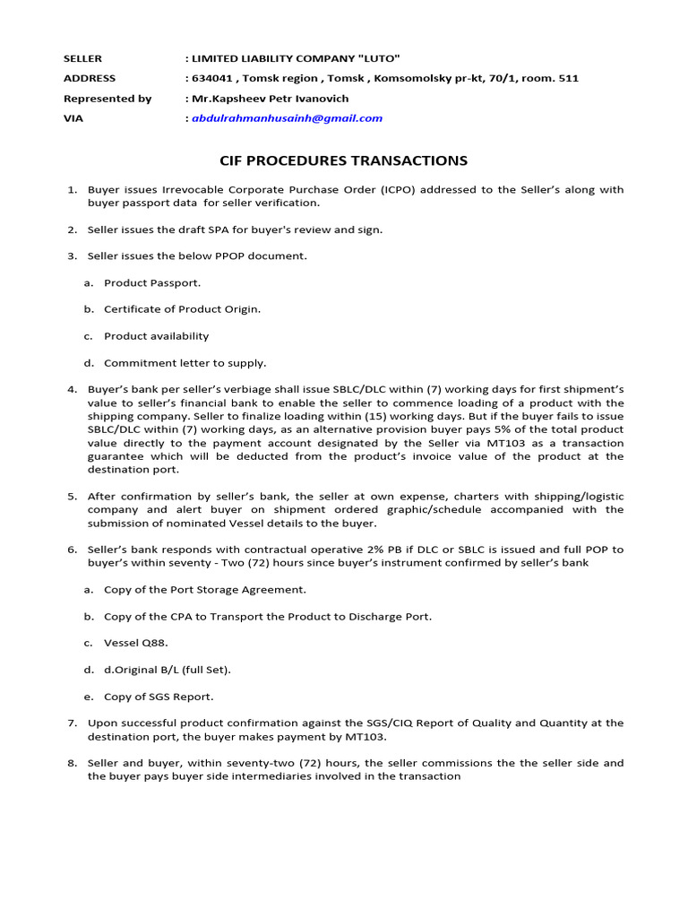 CIF Transaction Procedures for Buyers | PDF | Business | Law