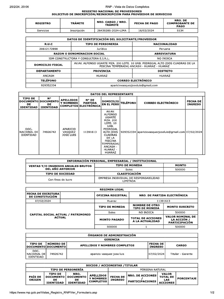 RNP - Vista de Datos Completos - Servicios | PDF | Teaching Methods ...