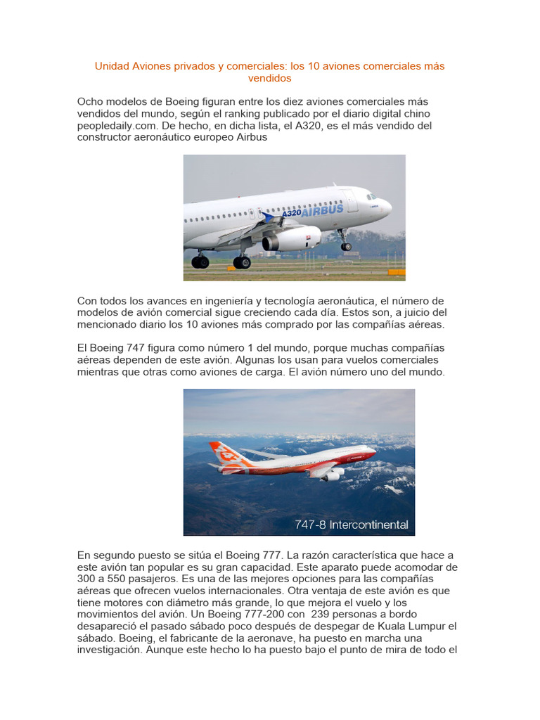 Unidad Aviones privados y comerciales | PDF | Boeing | Avión