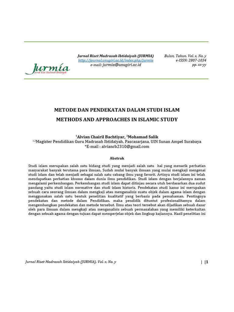 Metode Dan Pendekatan Dalam Studi Islam | PDF