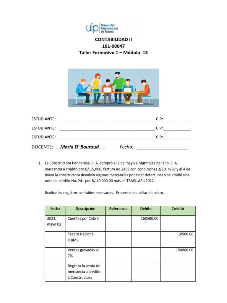 Taller Formativo Caso Resuelto 1 - Módulo 13 de Autoevaluación PDF | PDF | Tarjeta de crédito ...