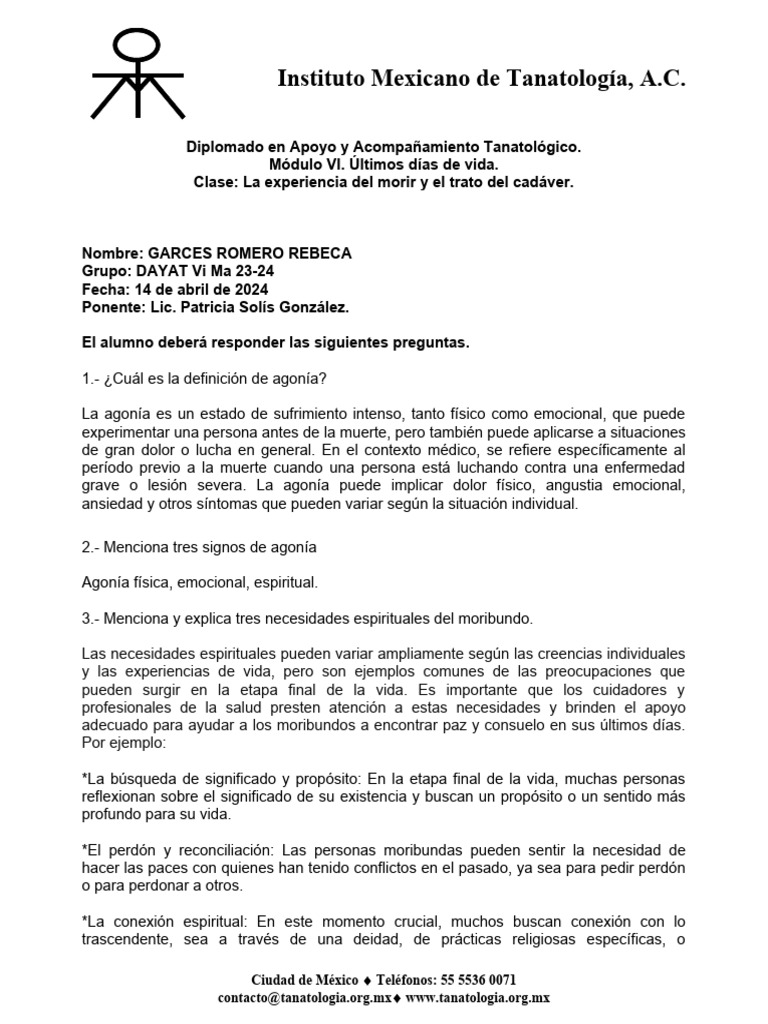 Diplomado en Tanatología: Módulo VI | PDF | Entierro | Sicología