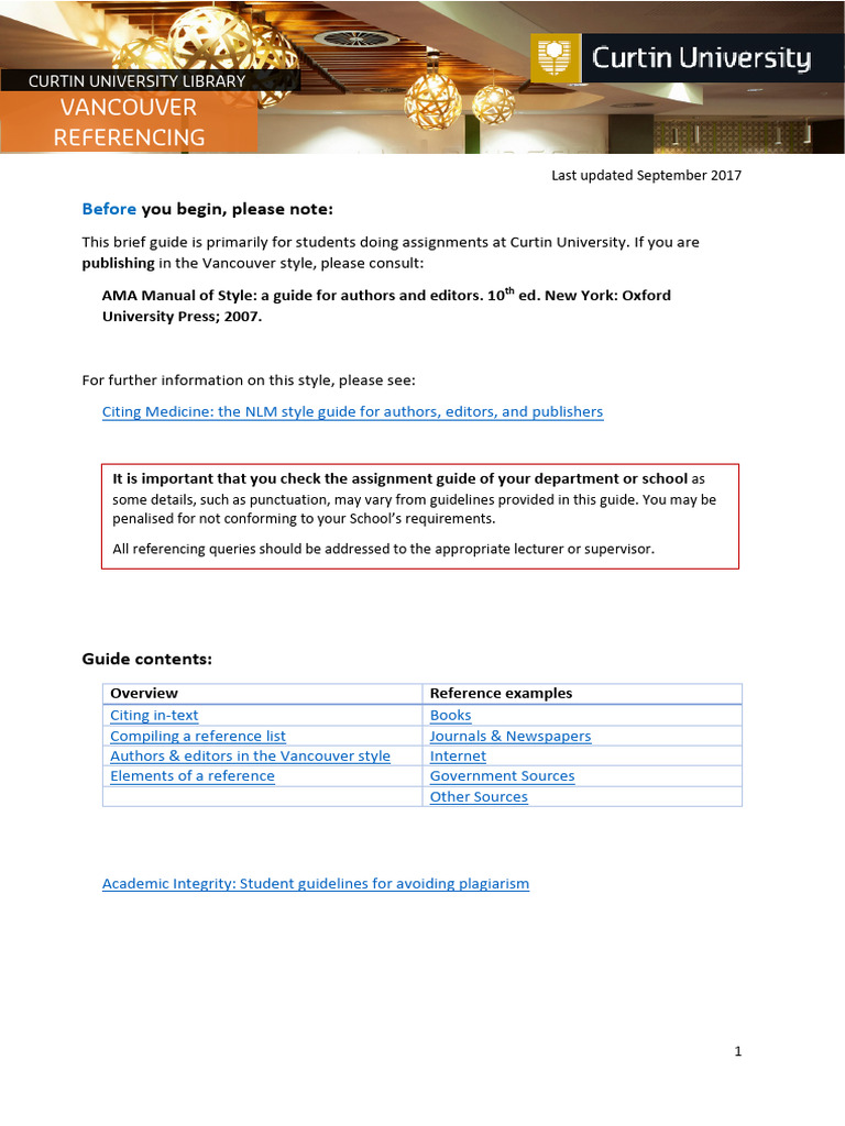 Vancouver Referencing Guide | PDF