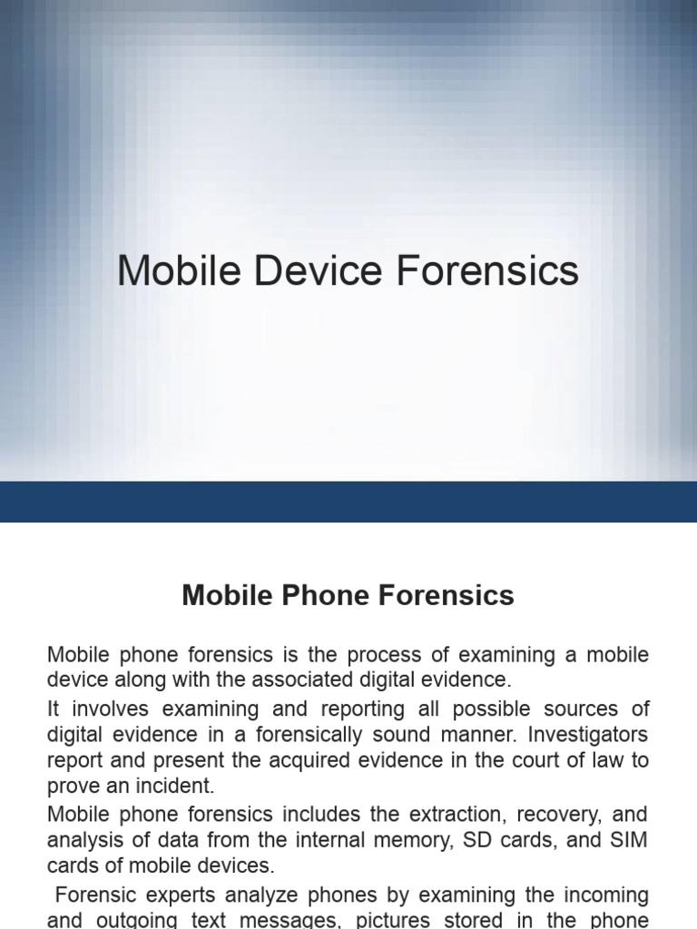 Mobile Forensics | PDF | Android (Operating System) | Operating System