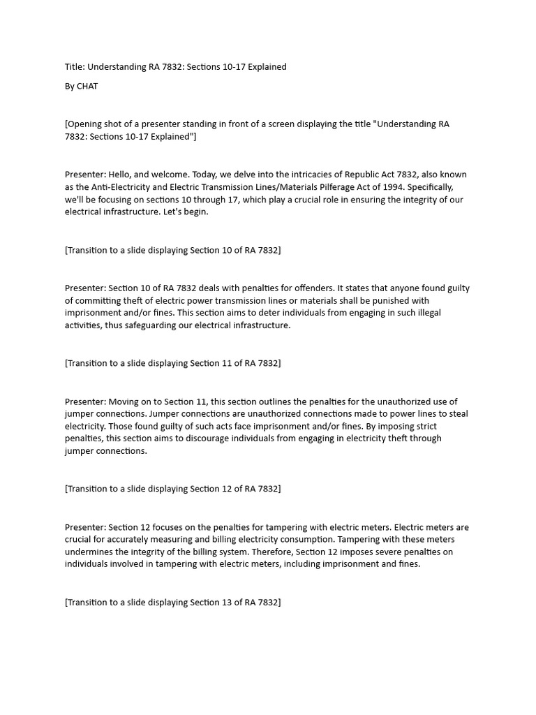 RA 7832: Sections 10-17 Overview | PDF | Electricity | Electrical ...