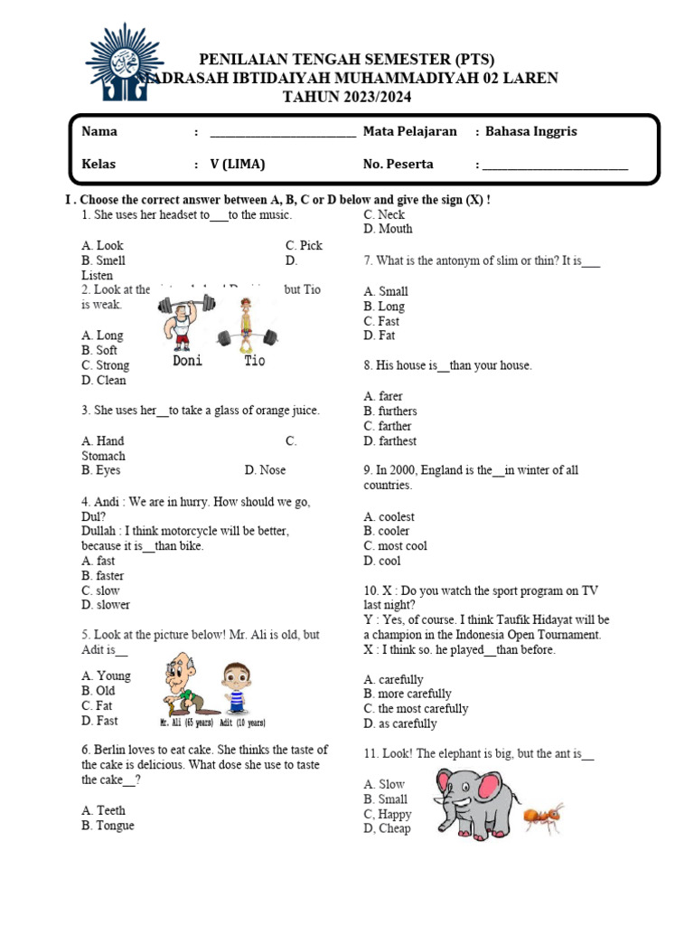 Soal PTS BHS Inggris KLS 5 | PDF