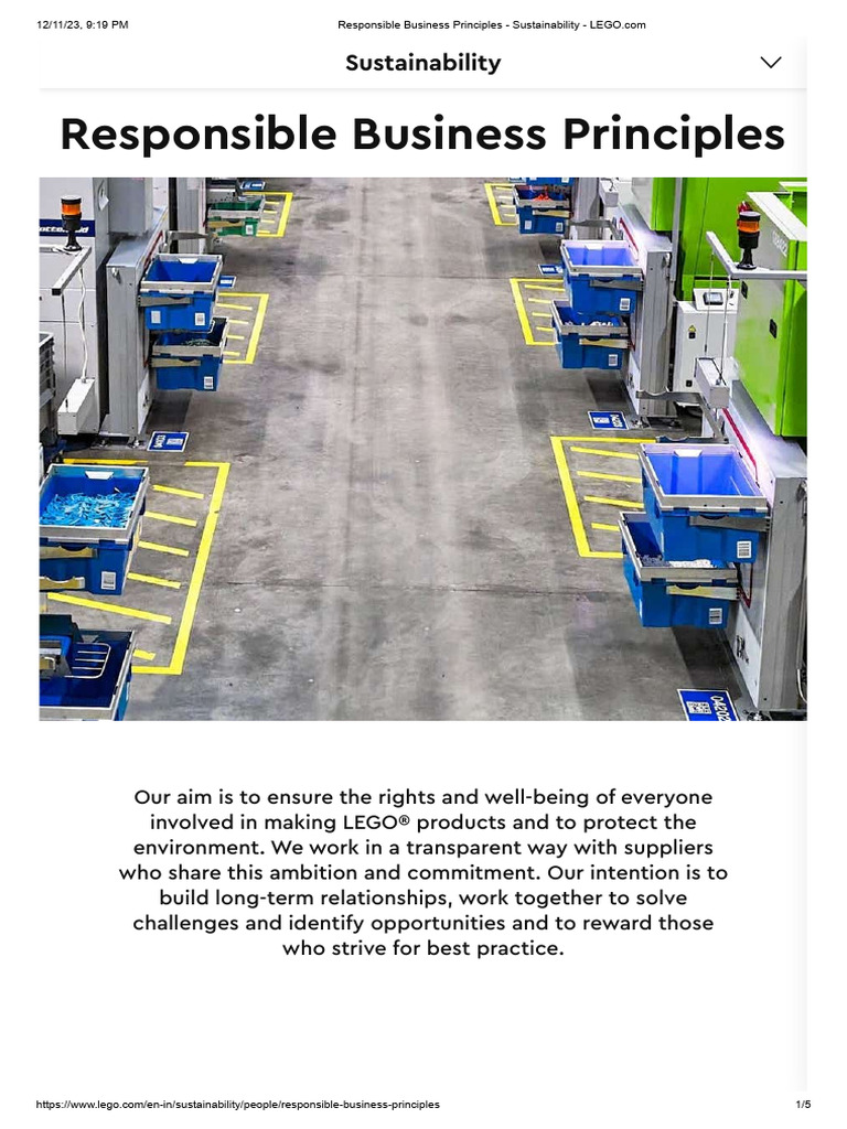 Responsible Business Principles - Sustainability | PDF | Lego | Audit