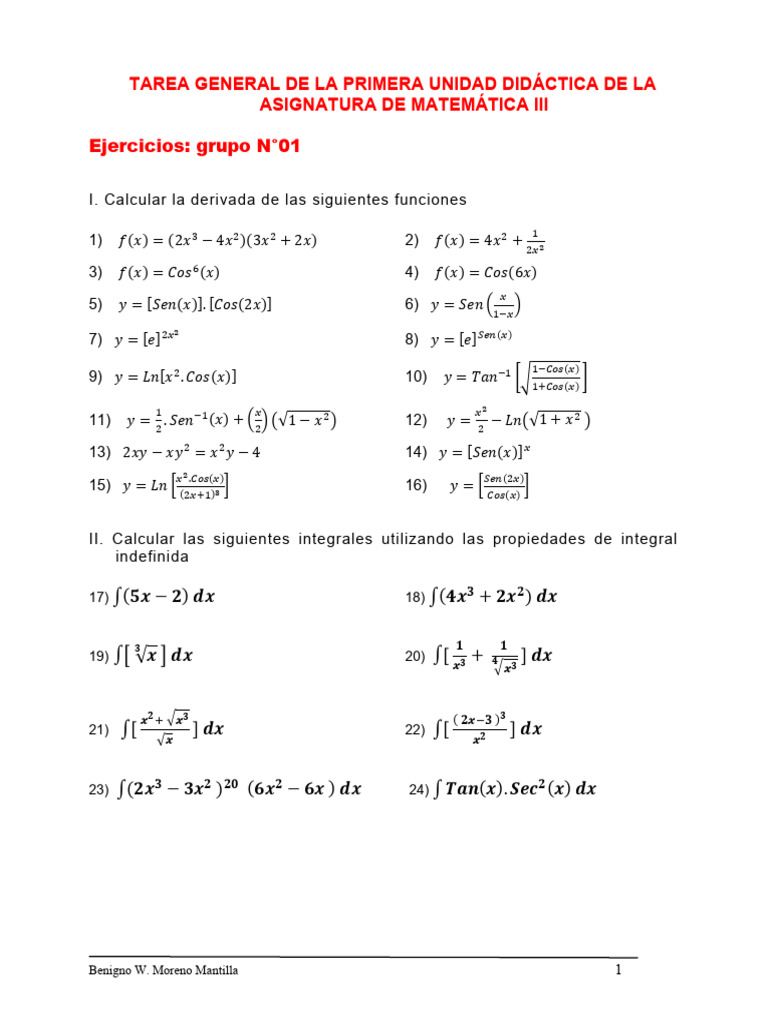 Derivadas e Integrales en Matemática III | PDF | Integral | Álgebra
