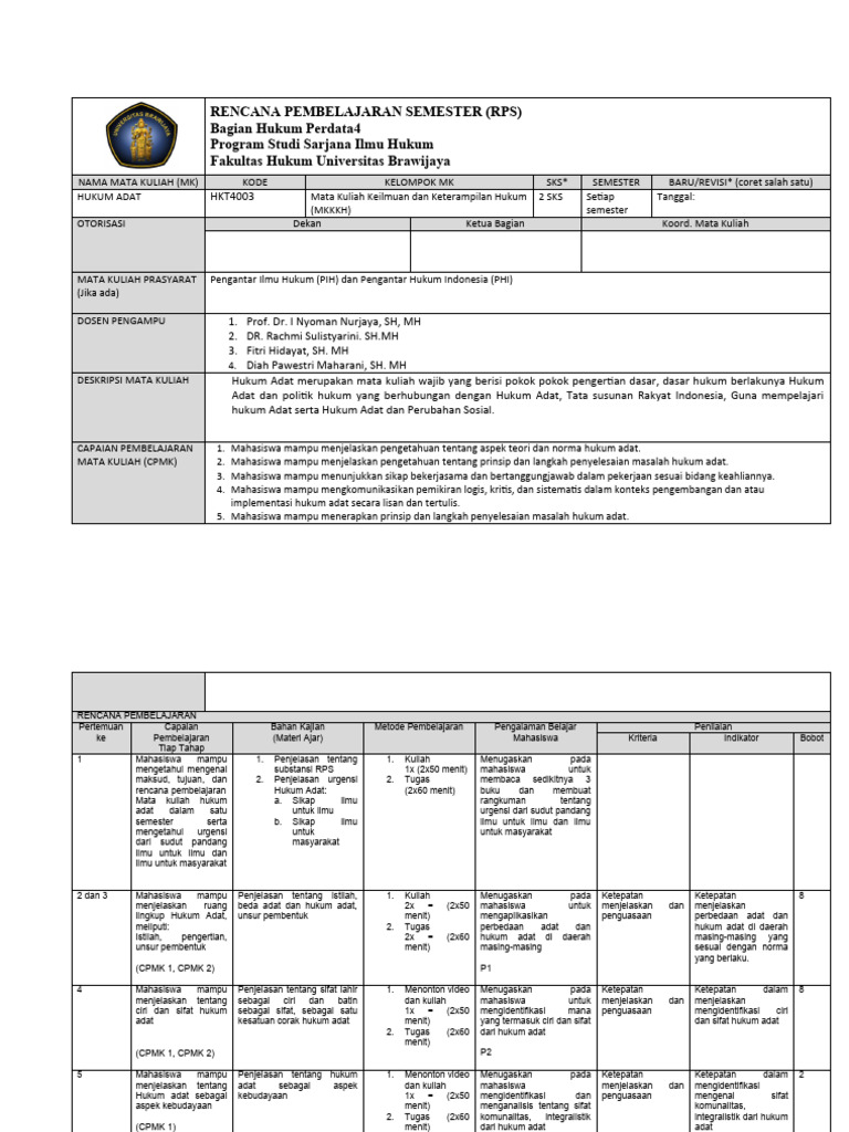 RPS H. Adat Baru | PDF