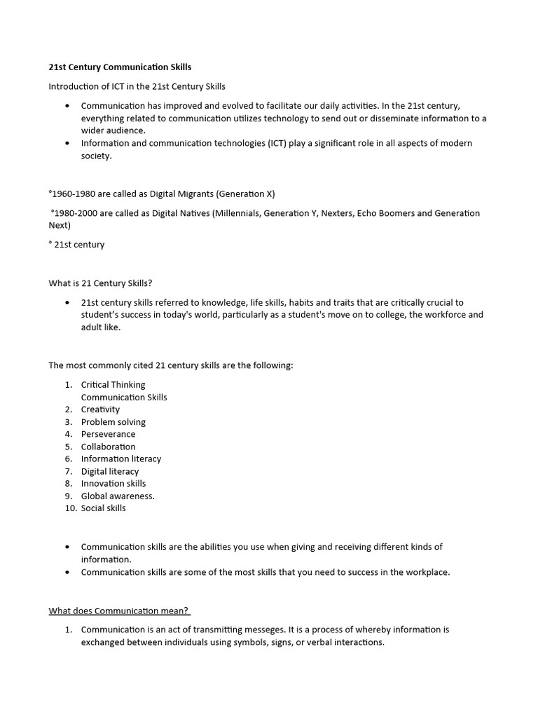 21st Century Skills for Students | PDF | Educational Technology | Communication