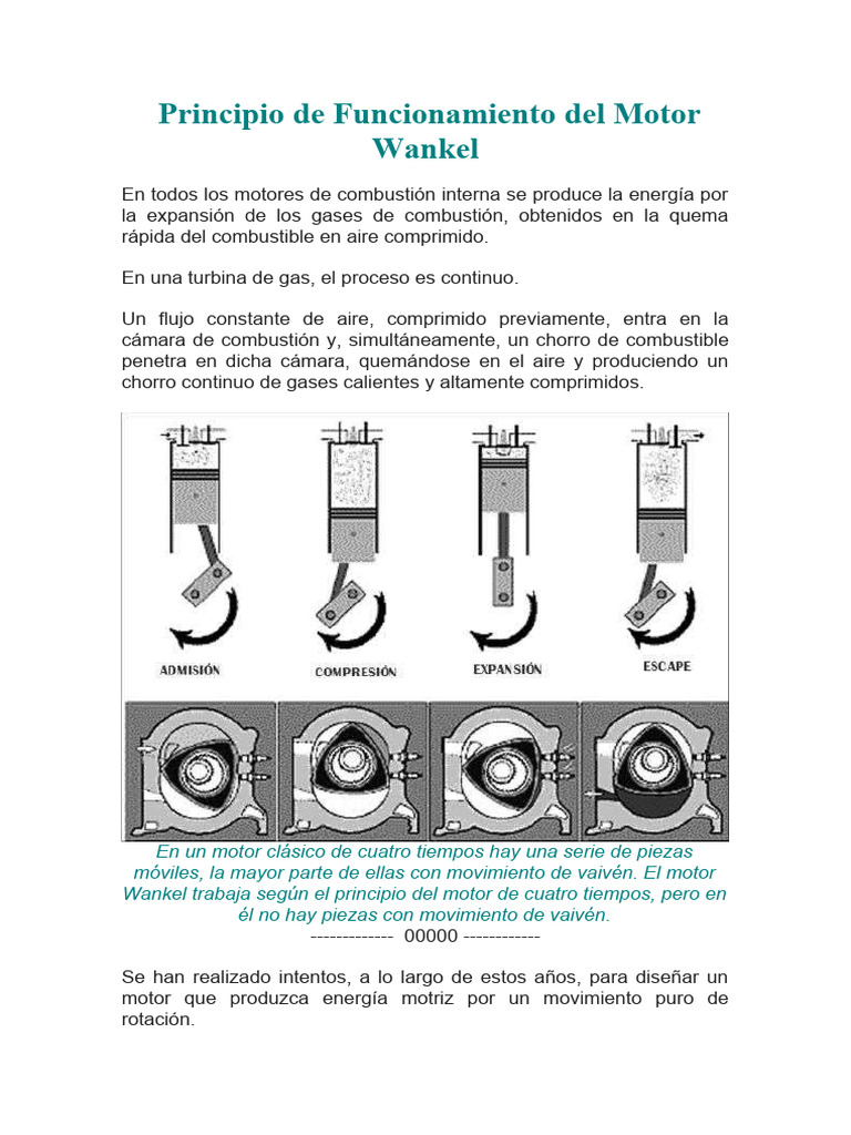 Principio de Funcionamiento Del Motor Wankel | PDF | Engranaje | Motores