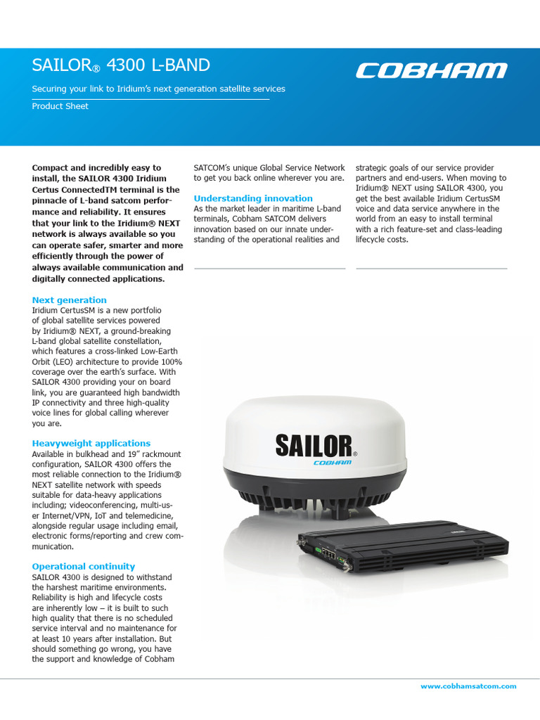 71-159692 A01 Sailor 4300 L-Band-A4 Lores | PDF | Communications ...