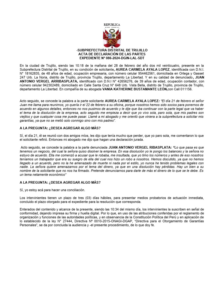 Acta de Audiencia 086 - 2024 | PDF