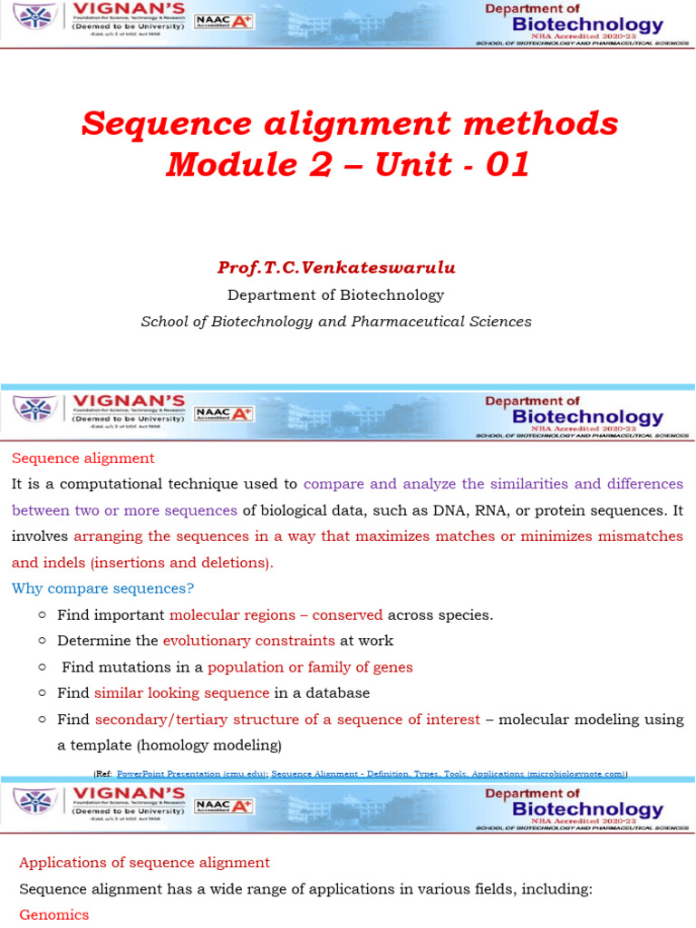 Sequence alignment methods | PDF | Sequence Alignment | Nucleic Acid Sequence