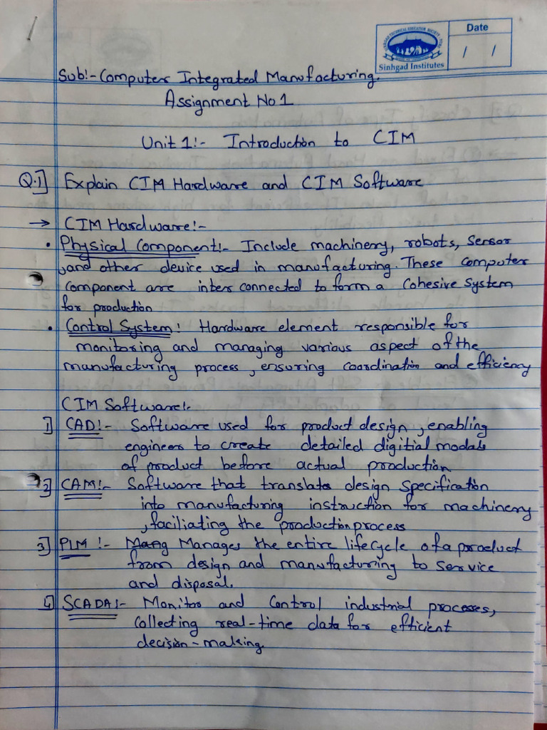 CIM assignment no- 1 | PDF