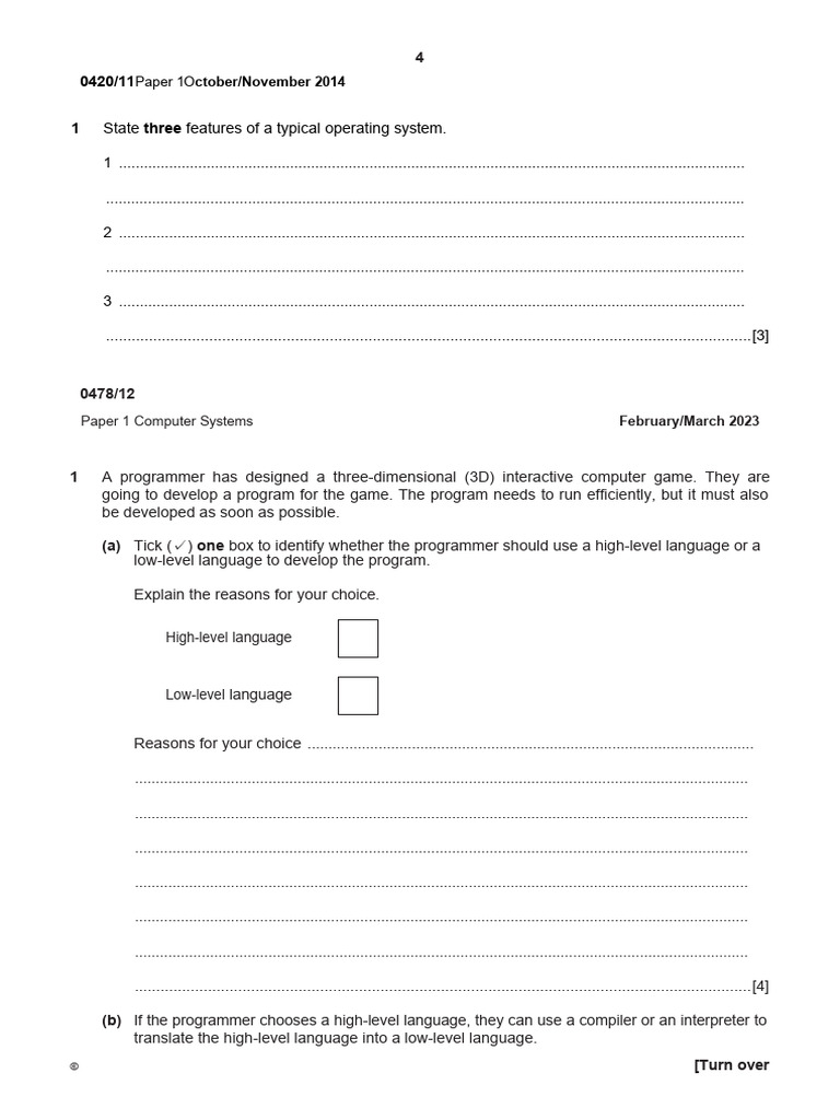 Chapter4-Past Papers | PDF | Compiler | Software