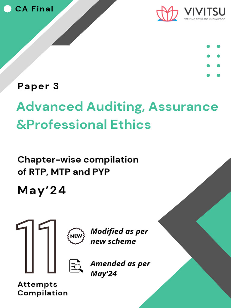 CA Final May 2024: Auditing Guide | PDF | Audit | Financial Audit