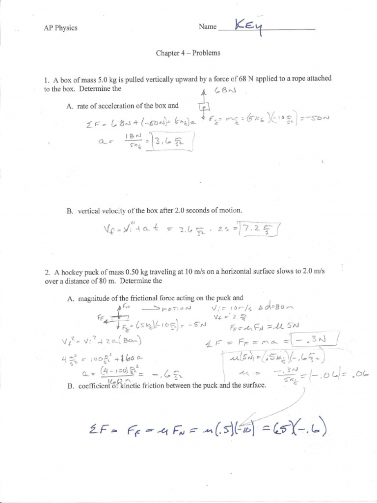 Practice Dynamics Worksheet KEY Oct 14 | PDF