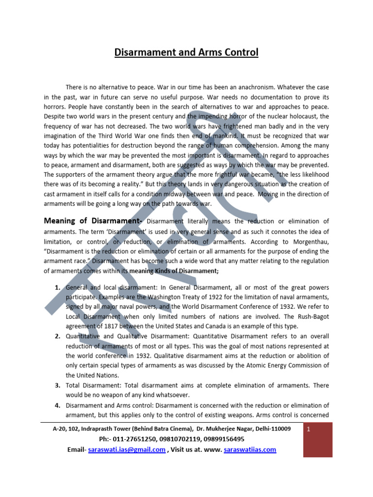 Disarmament and Arms Control | Download Free PDF | Treaty On The Non ...