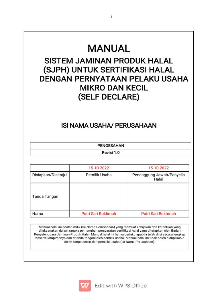 Manual SJPH Self Declare Final (Format Utk PU) | PDF