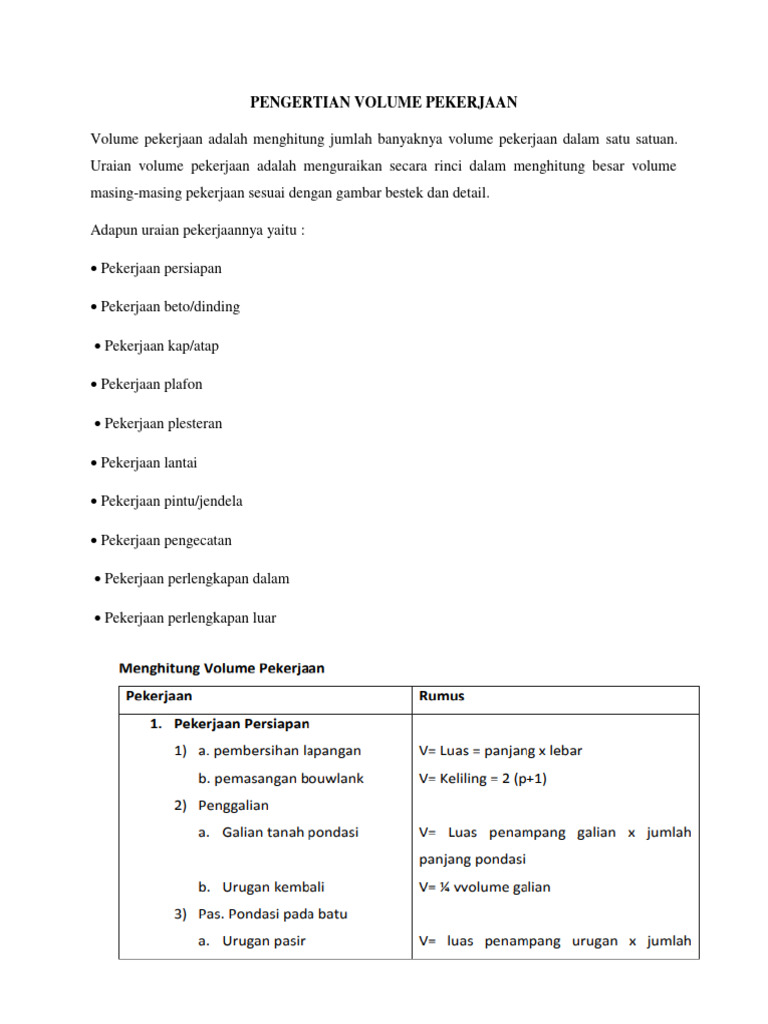 Perhitungan Volume Pekerjaan Konstruksi | PDF | Griya & Taman | Sains ...