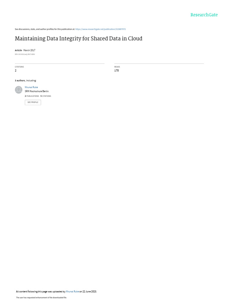 Maintaining_Data_Integrity_for_Shared_Data_in_Clou | PDF | Cloud Computing | Cryptography
