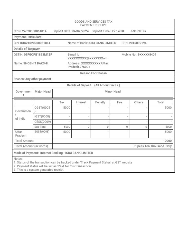 GST-Challan Receipt | PDF