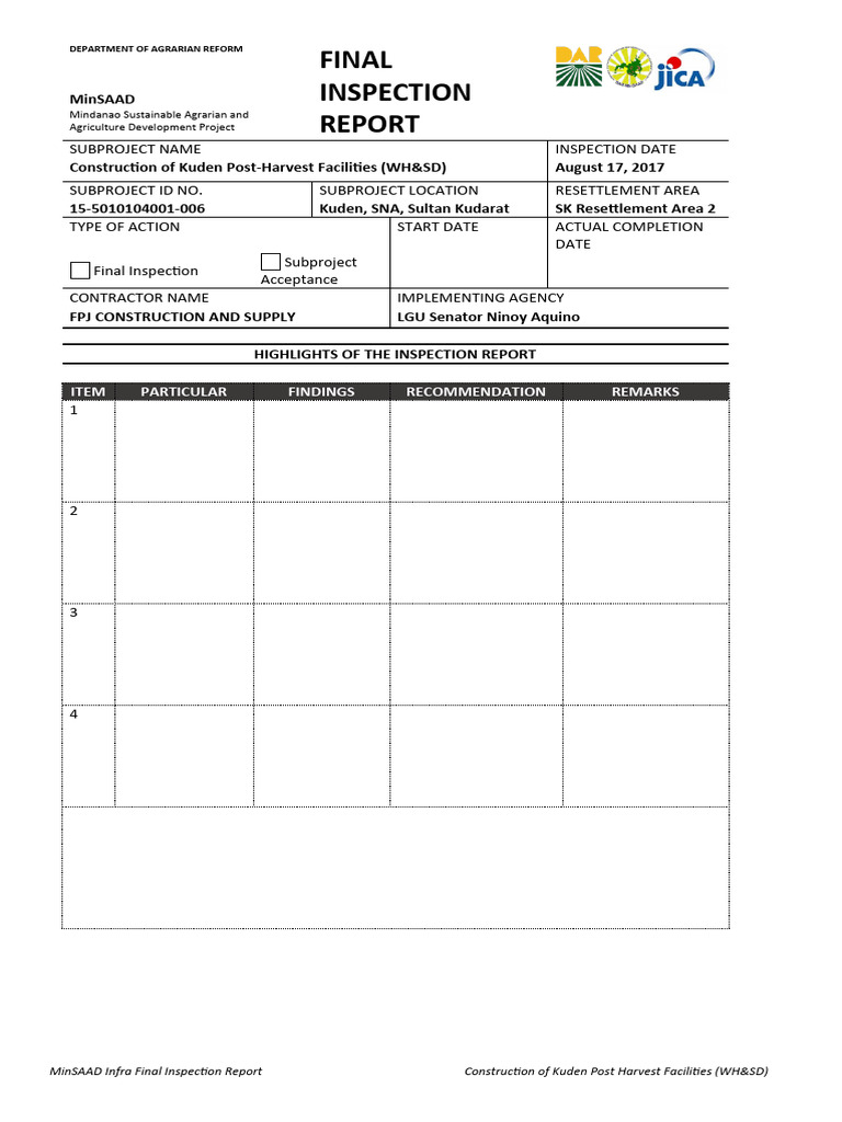 7. Final Inspection Report (kuden) | PDF