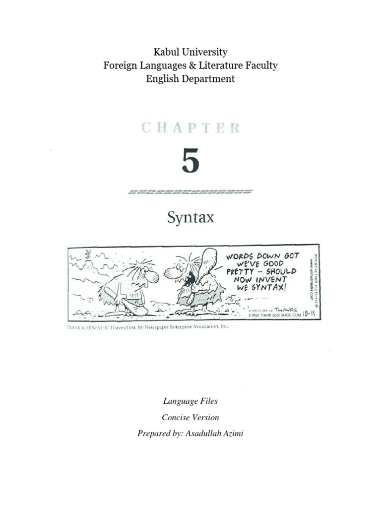 Syntax Short Note | PDF | Part Of Speech | Phrase