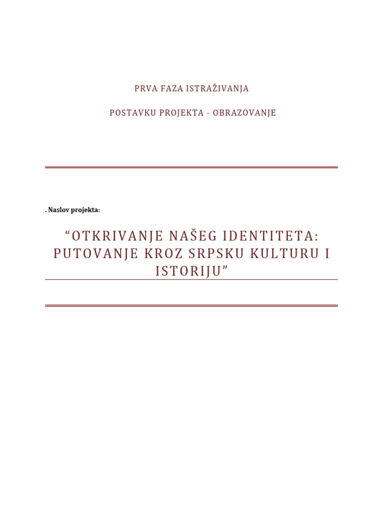 Prva Faza Istrazivanja I Postavke Programa Iz Oblasti Obrazovanja | PDF