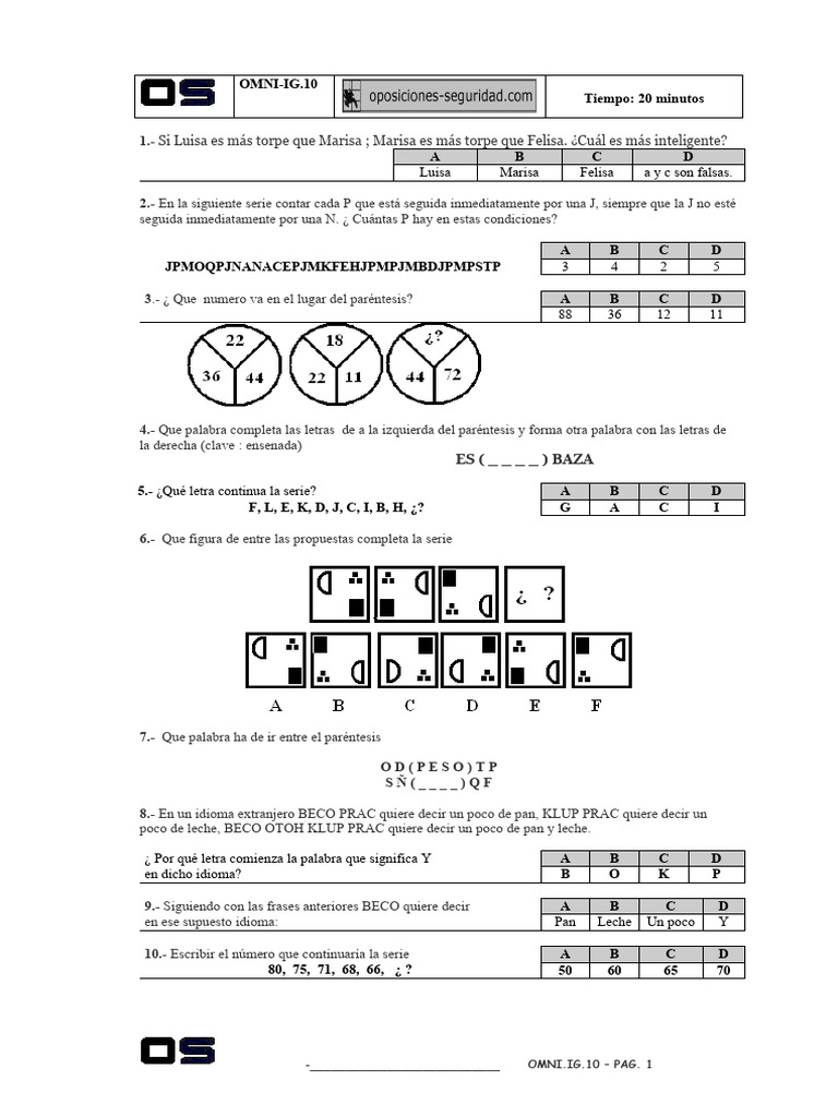 Test Omnibus Nº 10 | PDF