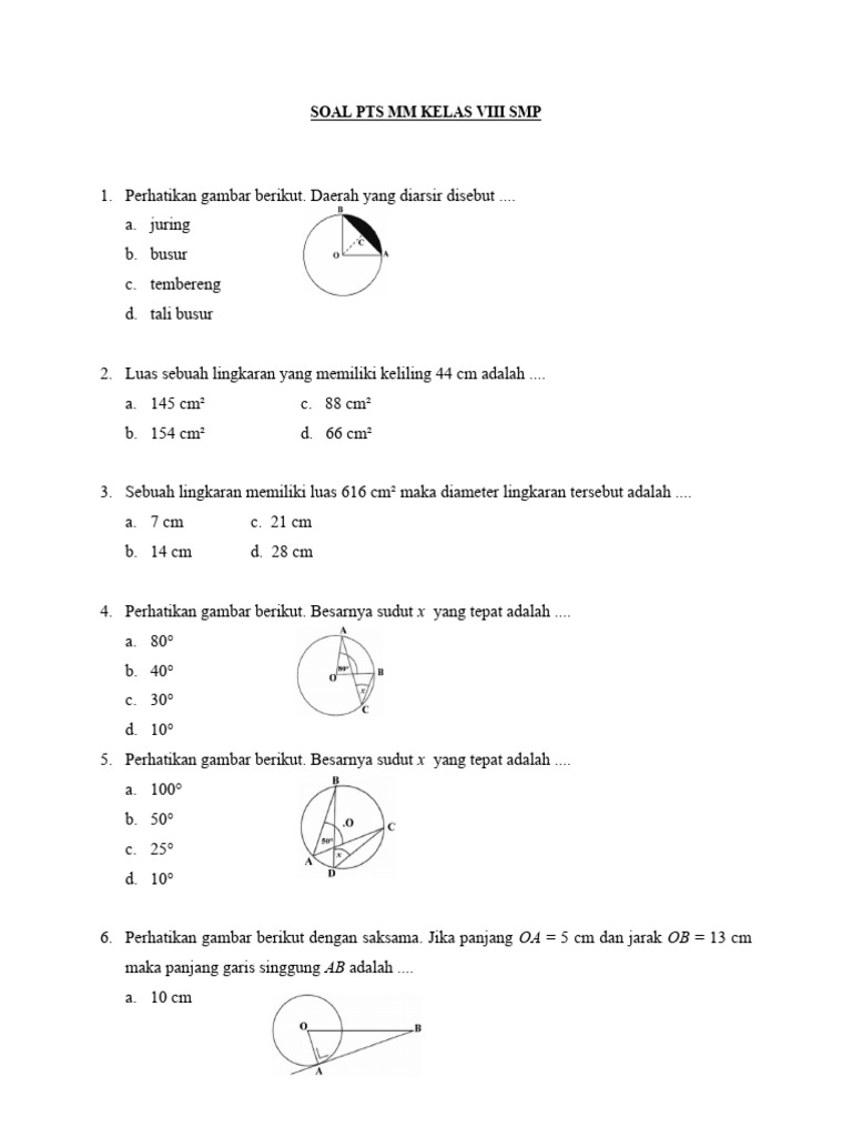 SOAL MM Kelas VIII | PDF | Griya & Taman