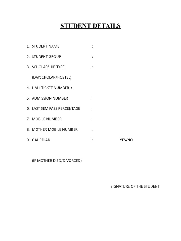 Student Details For Renewal | PDF