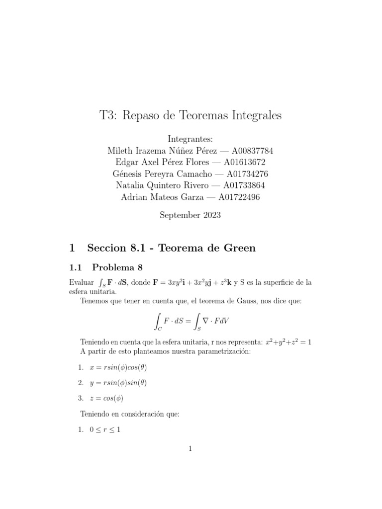 Teoremas Integrales: Green y Stokes | PDF | Integral | Esfera