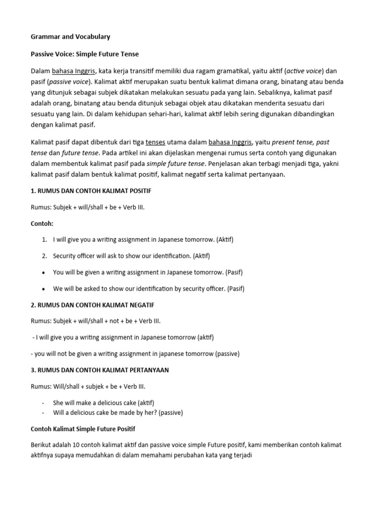 Passive Voice Future Tense | PDF