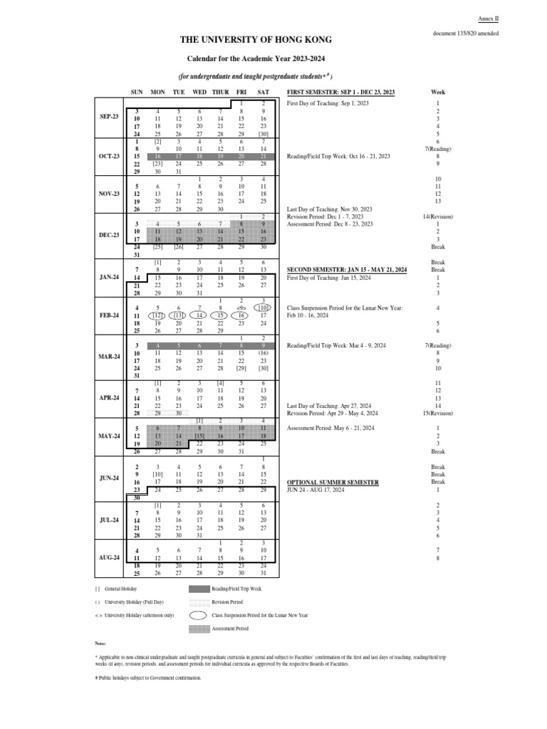 HKU Academic Calendar 2023-2024 | PDF | Academia