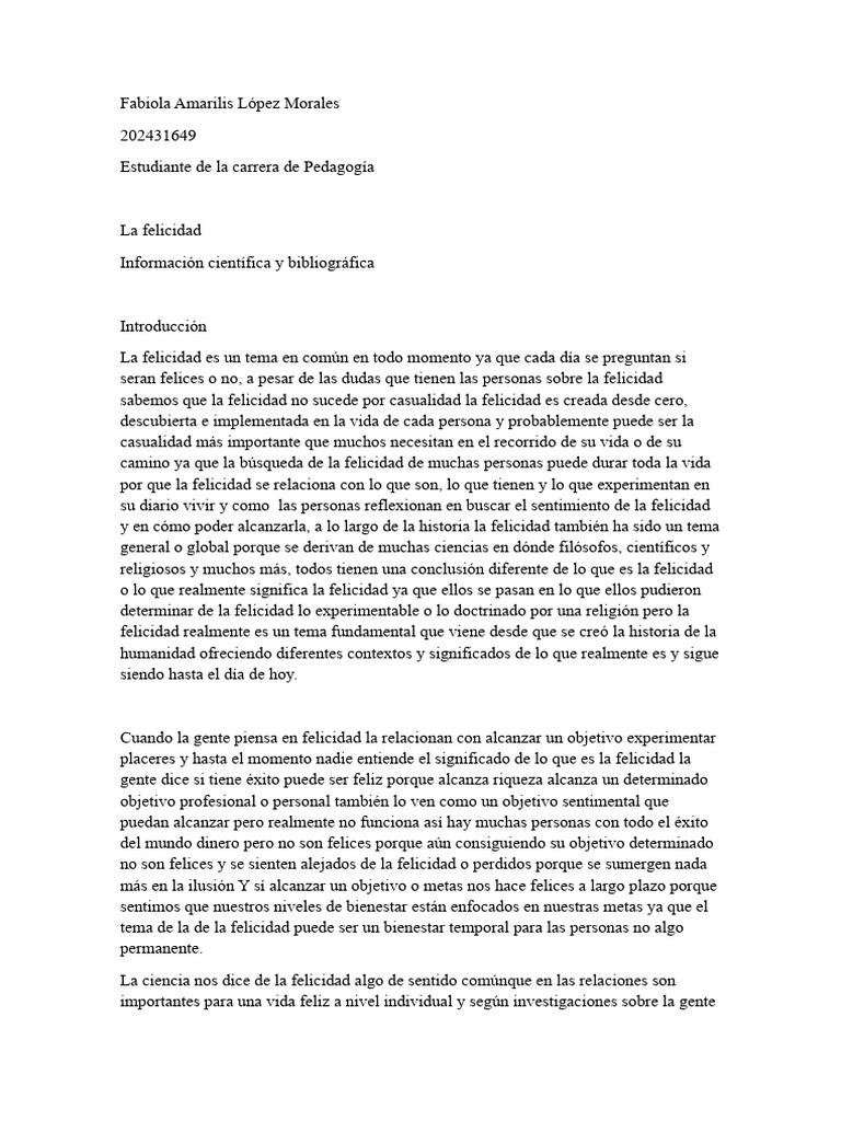 Artículo La Felicidad | PDF | Felicidad | Placer