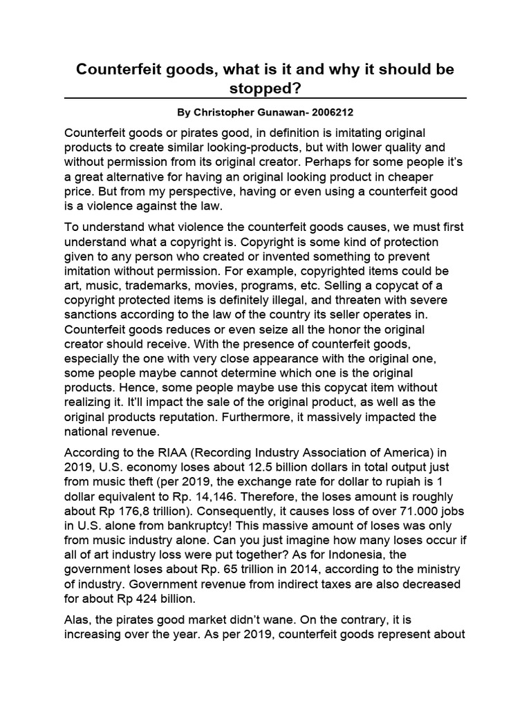 Counterfeit Goods - 2006212 - Christopher Gunawan | PDF | Counterfeit ...