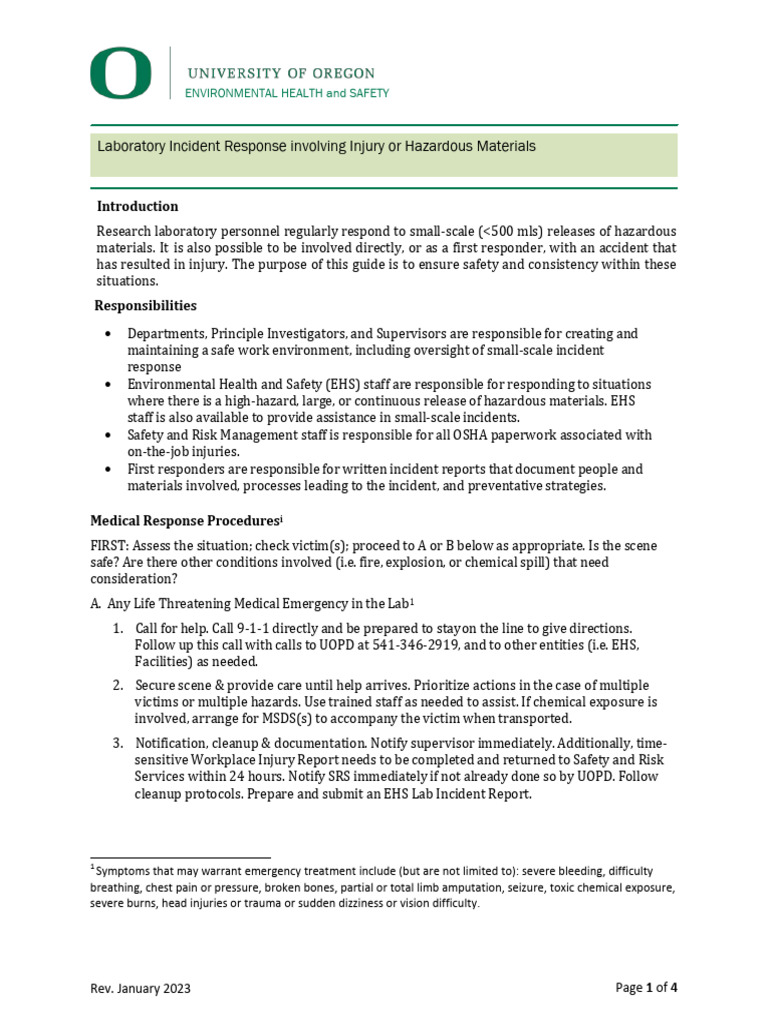 1.2023 Laboratory Incident Response Guidelines | PDF | Laboratories ...