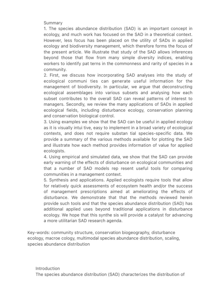 SAD | PDF | Akaike Information Criterion | Ecology